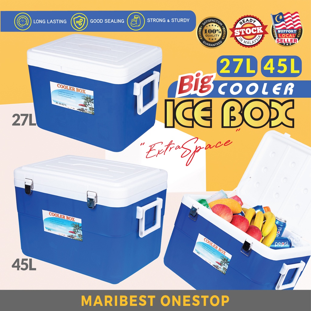27L 45L Big Cooler Ice Box Heavy Duty Storage Portable Cold Box Icebox ...