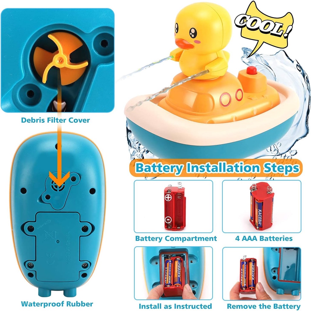 Cute Yellow Duck Baby Faucet Bathing Water Spray Electric Rotating ...