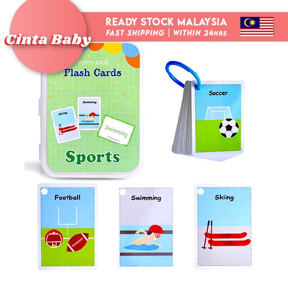 Portable Reading Flash Cards Kid Preschool Toddlers Early Learning ...