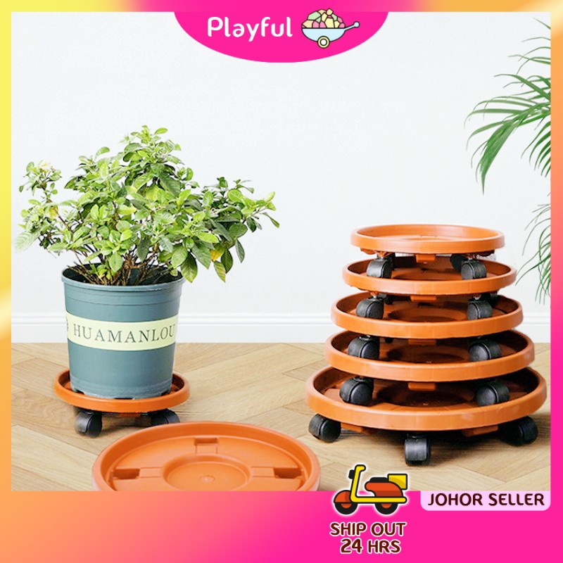 【PLAYFUL】Universal Pots Bottom Tray Moveable Wheels Heavy Duty Plastis ...