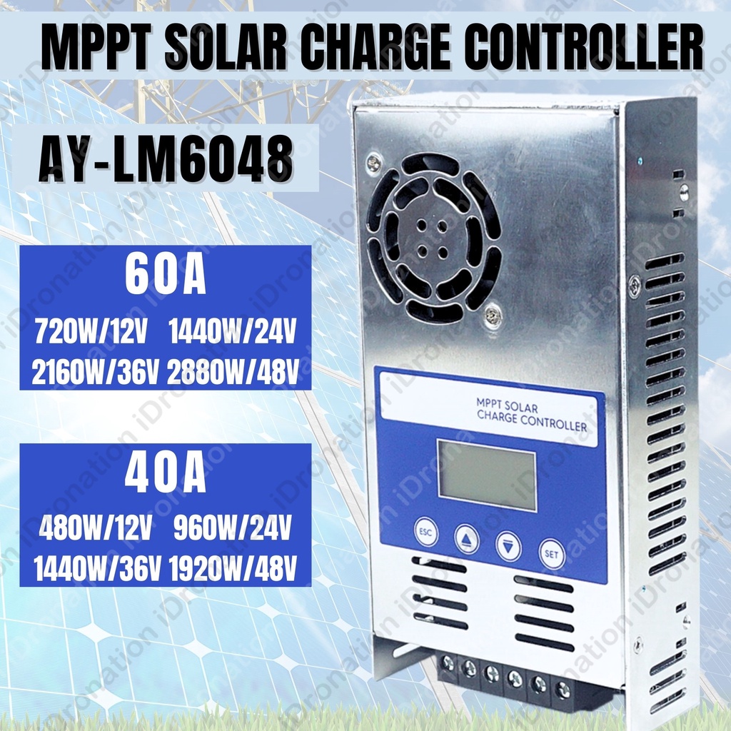40A 60A AY-LM6048 MPPT Solar Charge Controller 12V 24V 36V 48V LCD ...