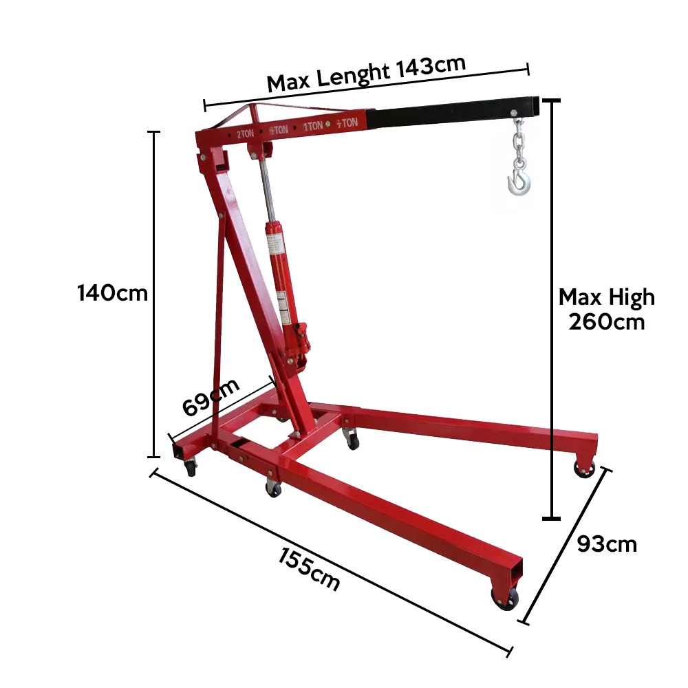 2 Ton Heavy Duty Hydraulic Engine Crane Foldable Engine Crane Repair ...