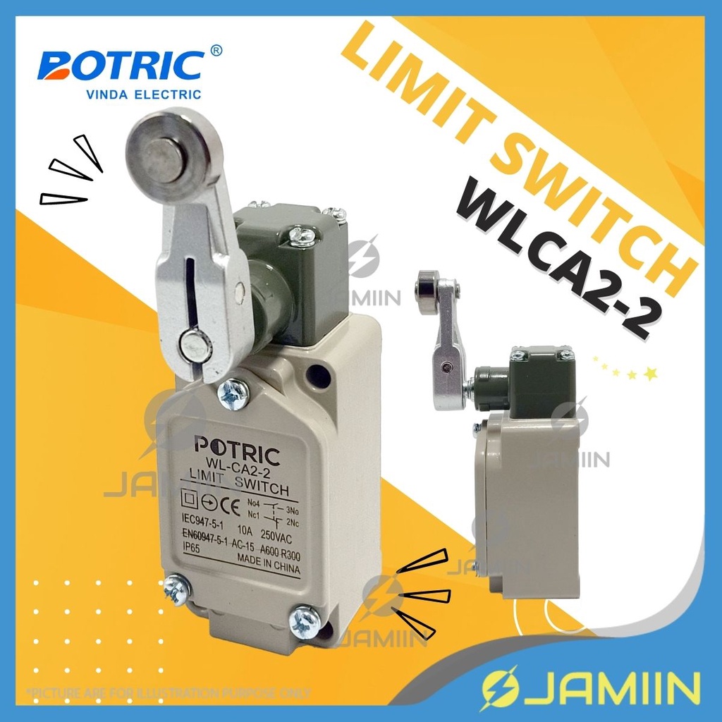 BOTRIC WLCA2-2 7204 Limit Switch 10A IP65 250VAC Rotary Roller Lever Arm Electrical Accesories ...