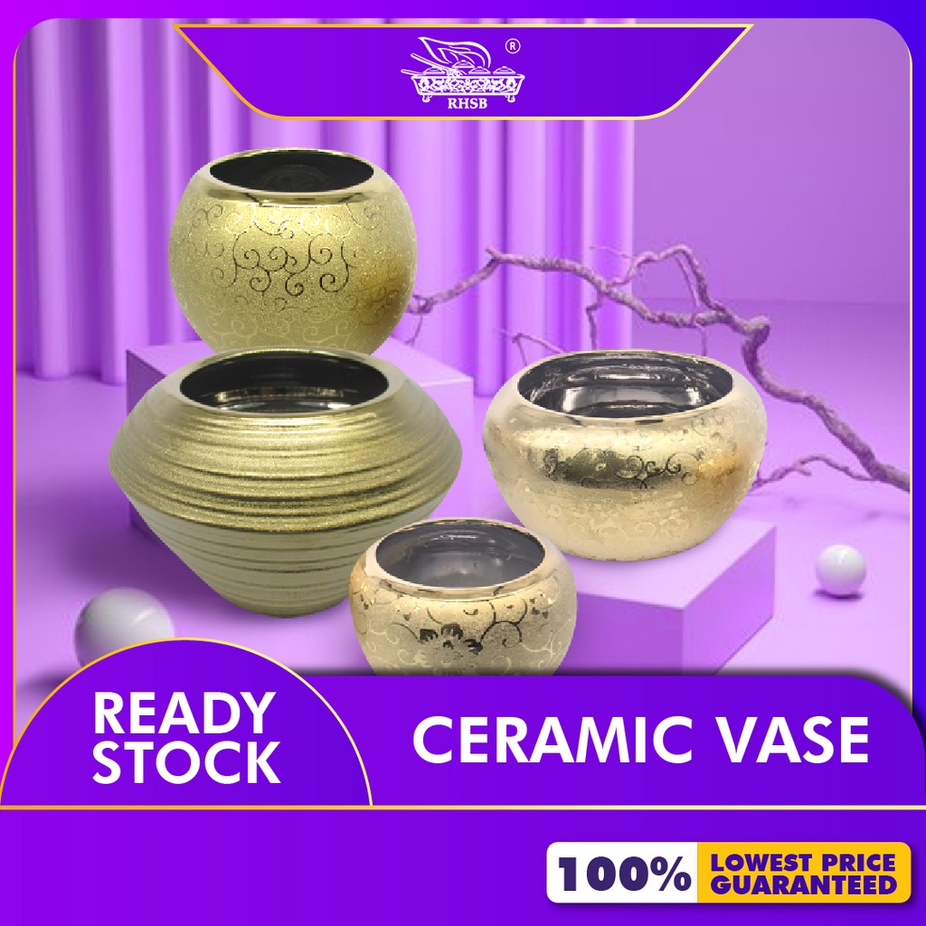 PREMIUM GOLD VASE / CERAMIC VASE / PASU EMAS / METALLIC VASE / PASU ...