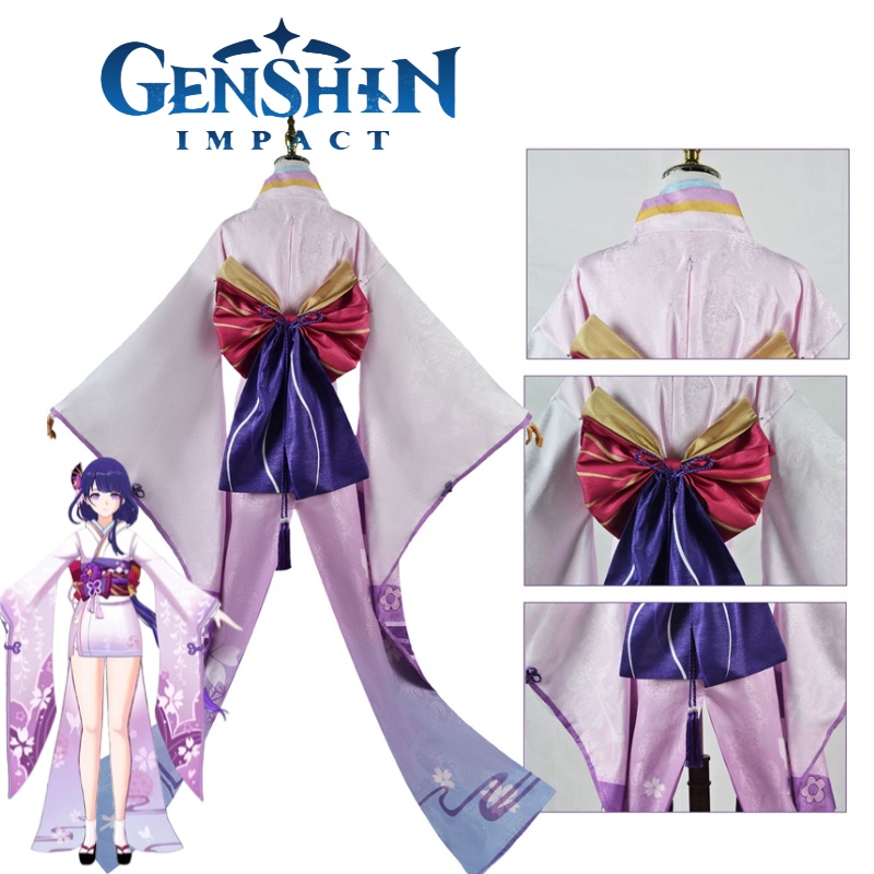 Genshin Raiden Ei Beelzebul Cosplay Costume Kimono Full Set Suits ...