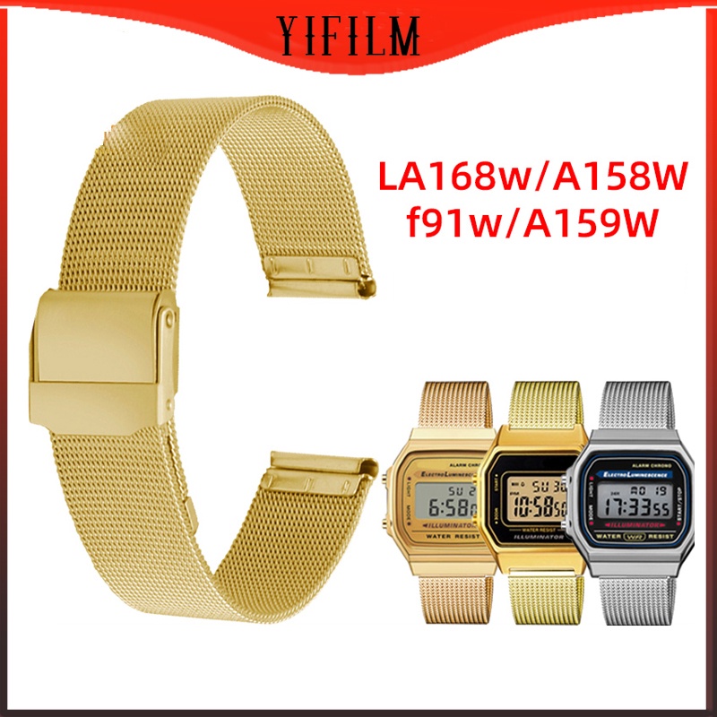 YIFILM Milanese Band For Casio A159/A158W/A168/f91w B640 650 A500 Watchband Milanese Loop ...