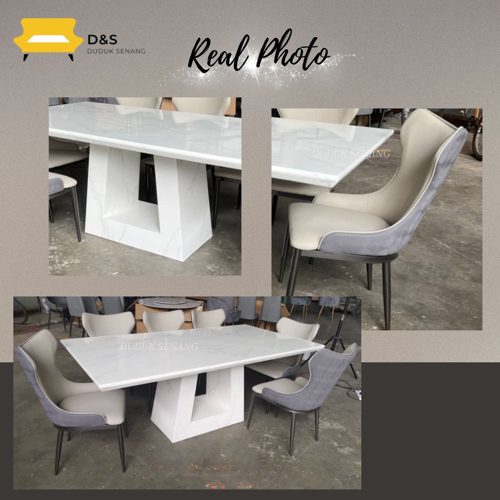 TIVOLI 2m x 1m Rectangle Marble Dining Table with 8 Chairs / Table Only ...