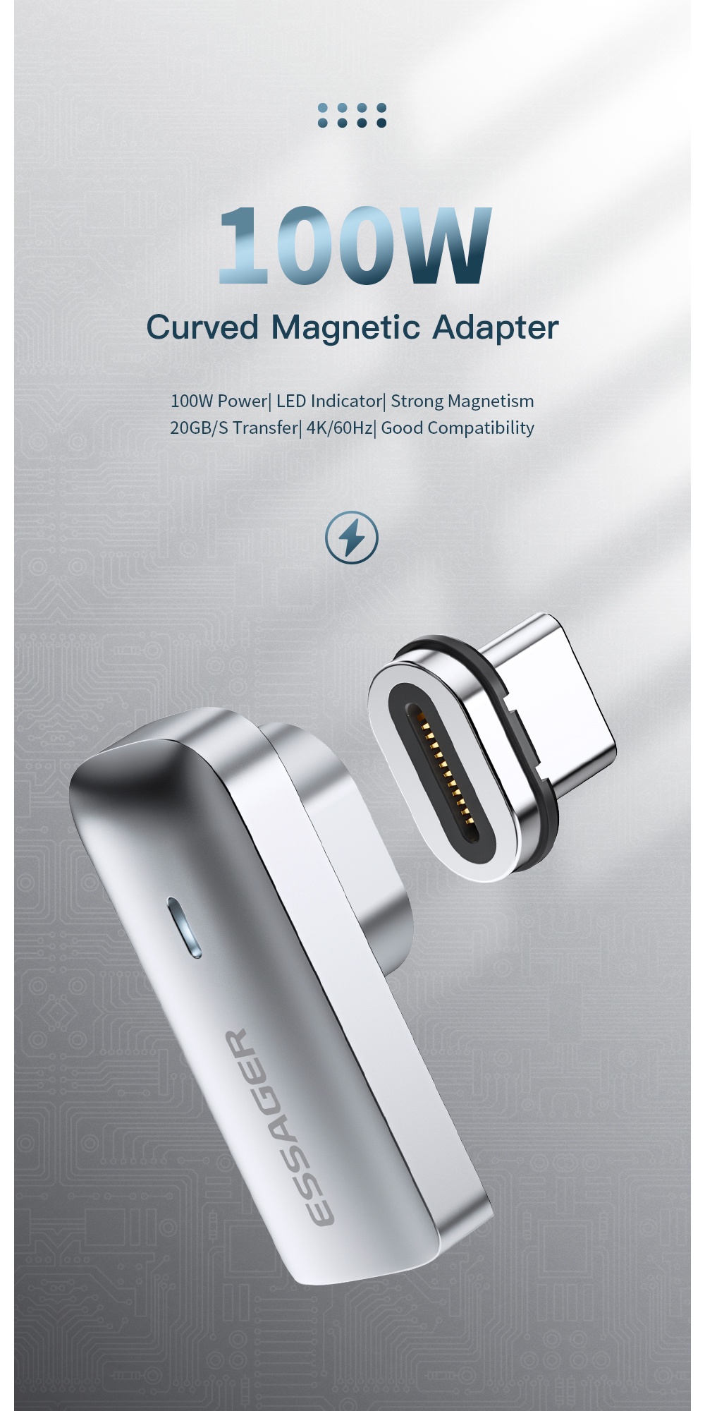 Essager PD 100W Magnetic USB C OTG Adapter Fast Charging Type C Magnet ...