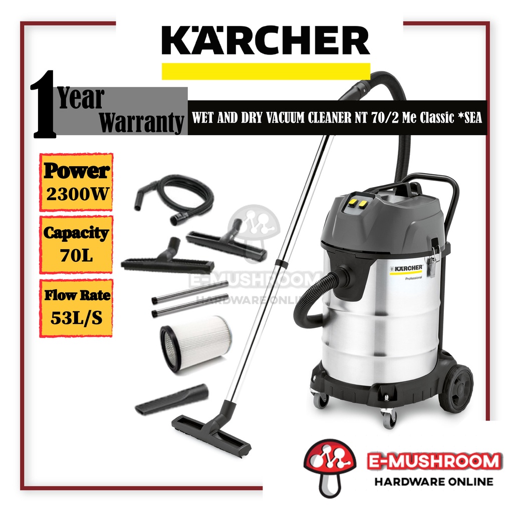 Karcher NT70/2 Wet & Dry Vacuum Cleaner NT 70/2 Me Classic | Shopee Malaysia