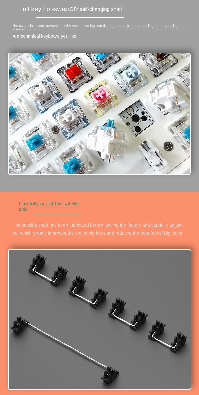 Lychee Gaming DK61 dk68 dk84 RGB Tri-mode Bluetooth Wireless Mechanical ...