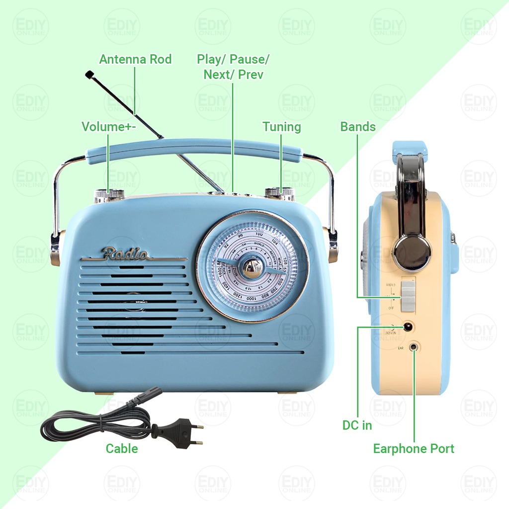 RECHARGEABLE CLASSICAL SUPPORT USB TF CARD BLUETOOTH FM RADIO SPEAKER ...