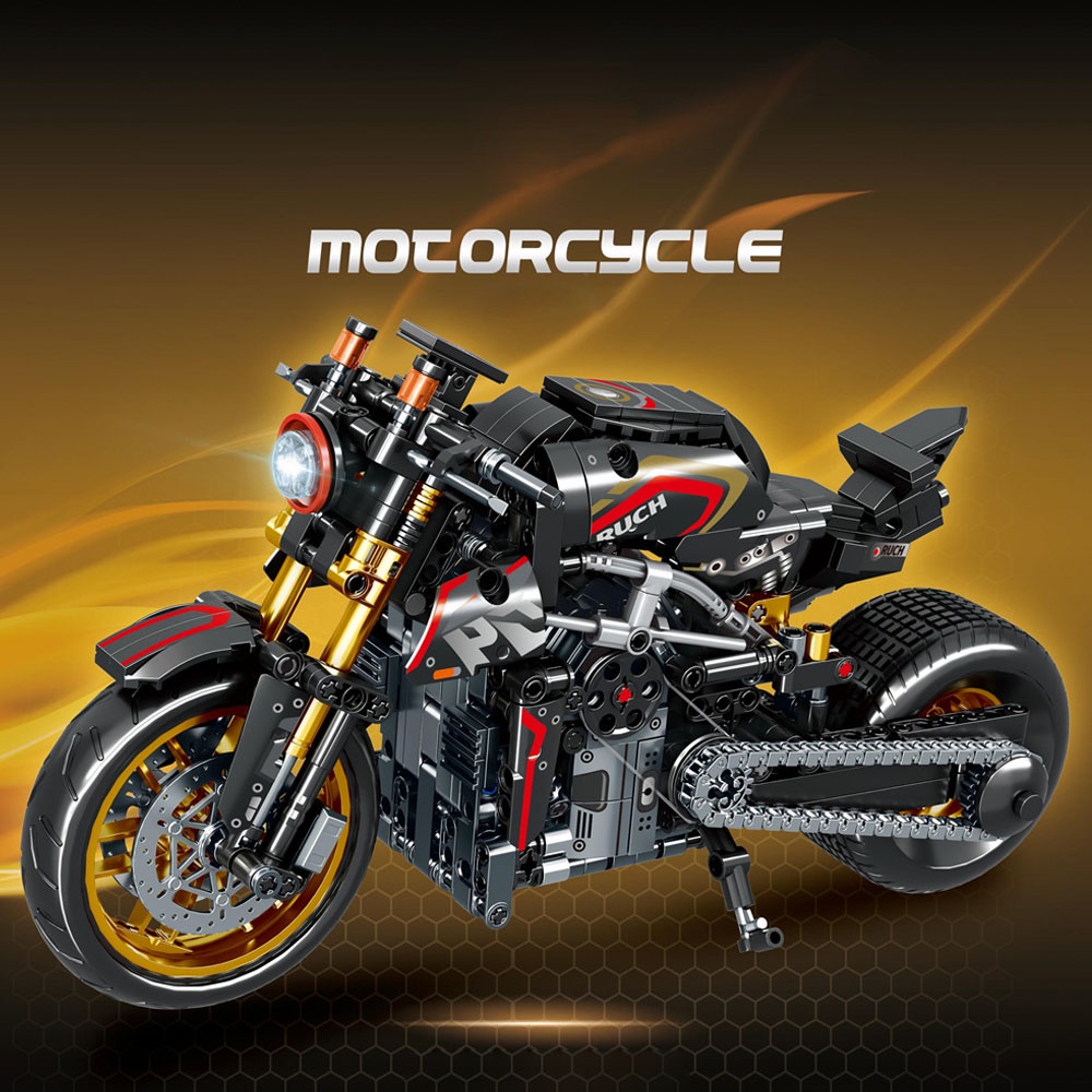 Creative ABS plastic building blocks motorcycle model diy assembling ...