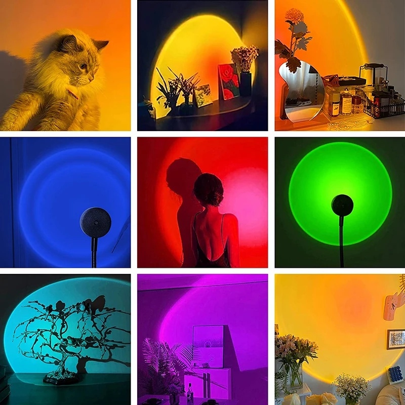 360 Degree RGB Sunset Light Shooting Props/ Rotating Highlight USB ...