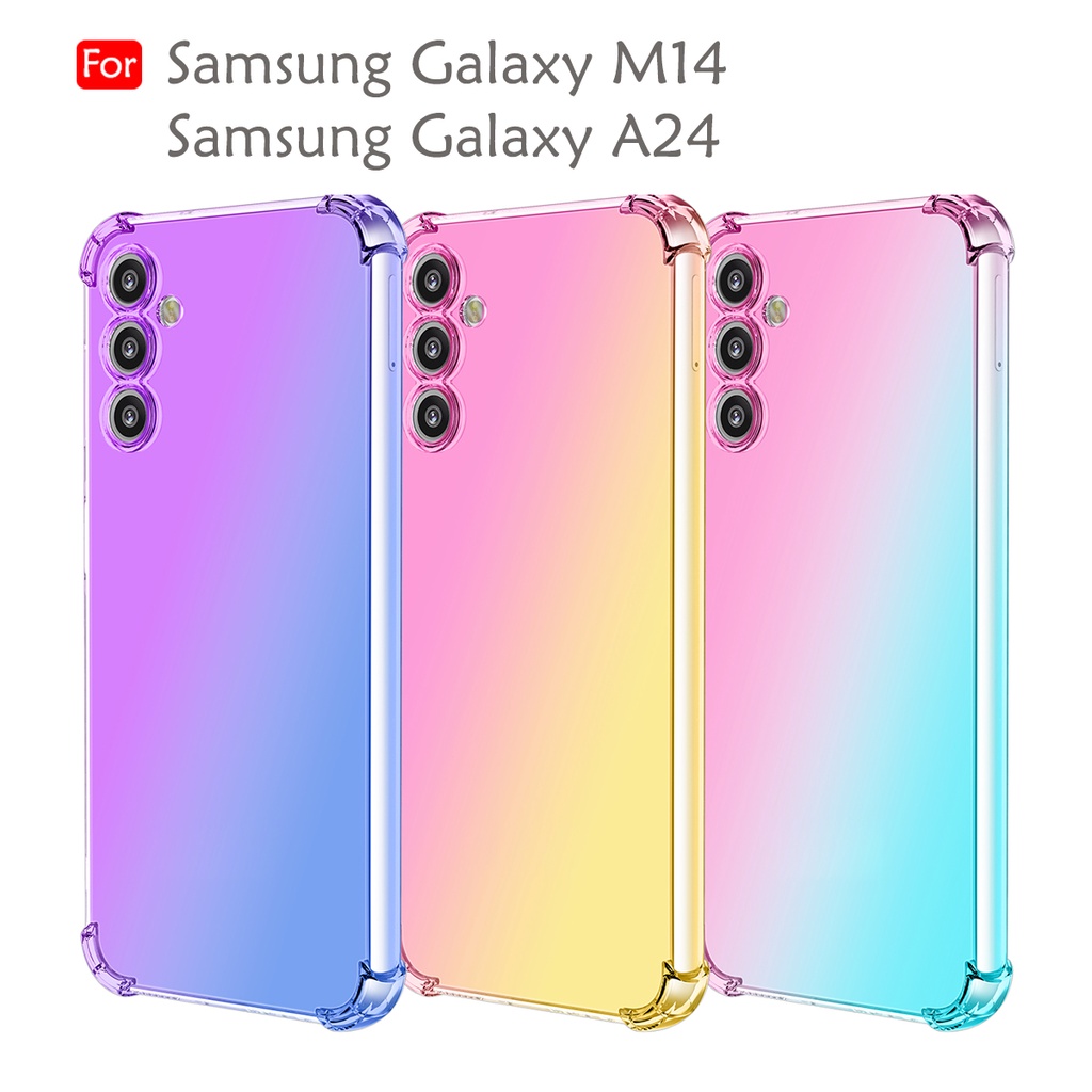 Samsung Galaxy M14 5G A24 Rainbow Shockproof Case Cover Back TPU ...