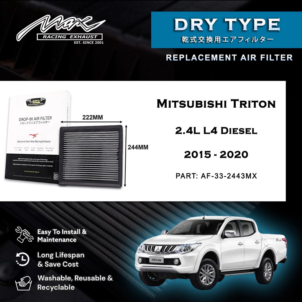 Mitsubishi Triton 2.4L L4 Diesel 2015 to 2020 33-2443MX Max Racing ...