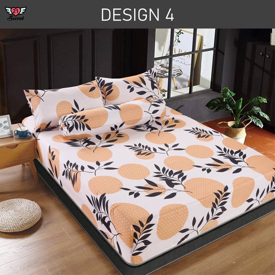Premium Cotton Bedsheet 4 In 1 Queen 2 In 1 Single Fitted Getah ...