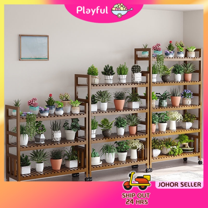 【PLAYFUL】 Flower Rack Storage Rack Living Room Floor Movable Outdoor ...