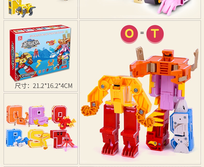 ABCD 26 Alphabet Transformer Toys Dinosaur Animal Digital Robot Boy ...