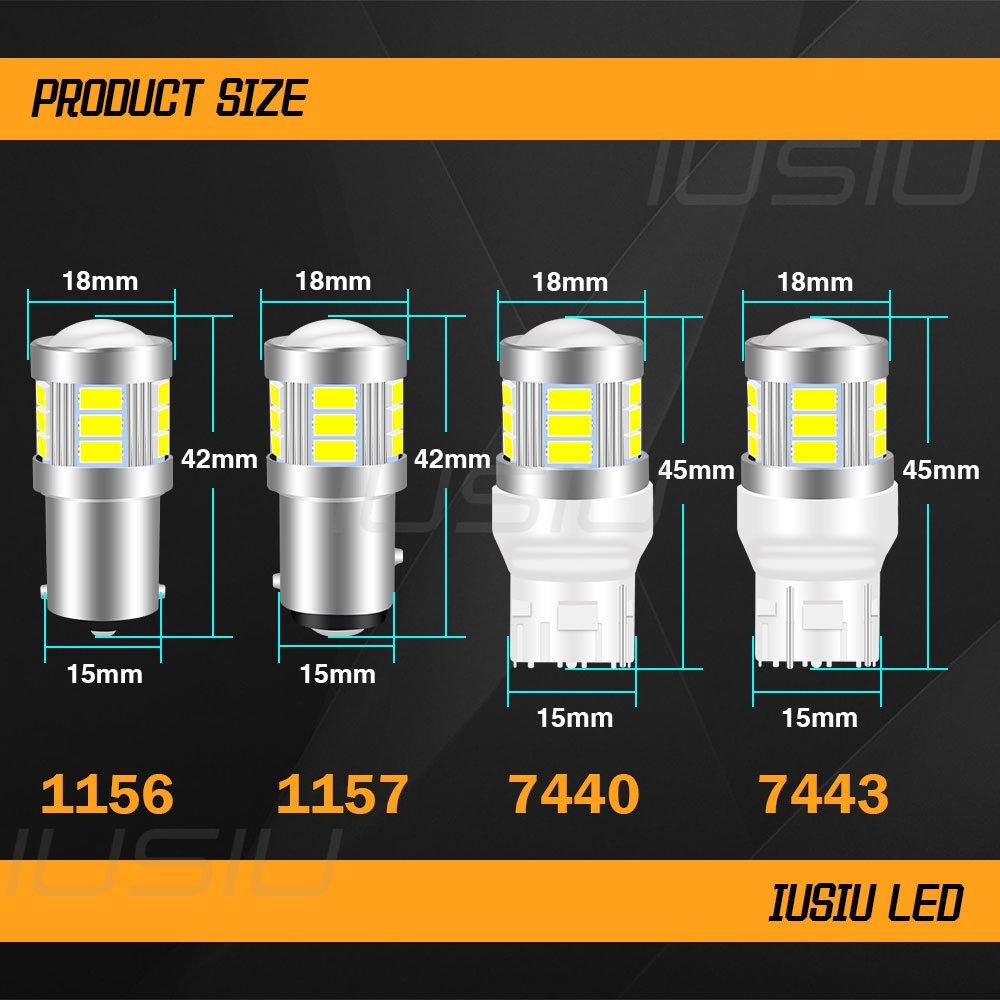 IUSIU 2PCS 12V 24V 1157 Brake Light 1156 LED T20 7440 7443 W21W P21W BA15S BAY15D W21 5W P21 5W ...