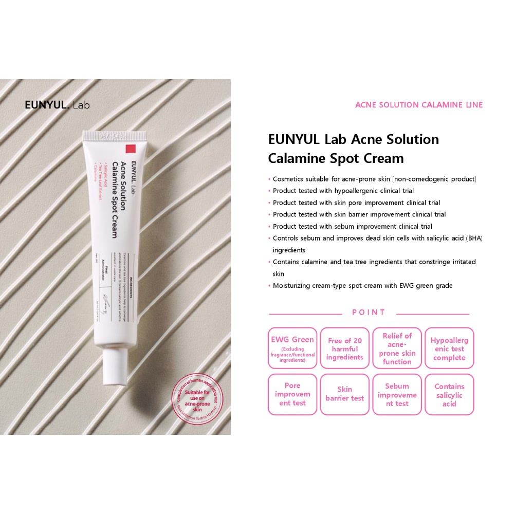 KOREA EUNYUL .Lab Acne Solution Calamine Spot Cream 30ml | Shopee Malaysia