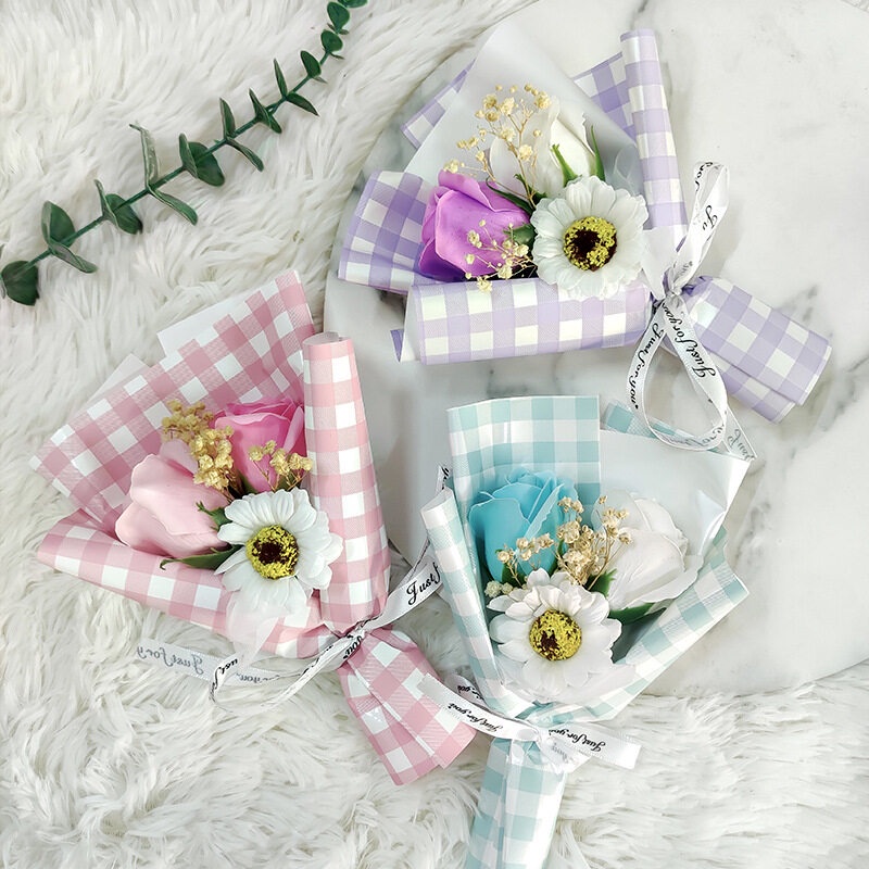 Checkers Style Rose Soap Flower Bouquet Gift for Teacher Mother ...