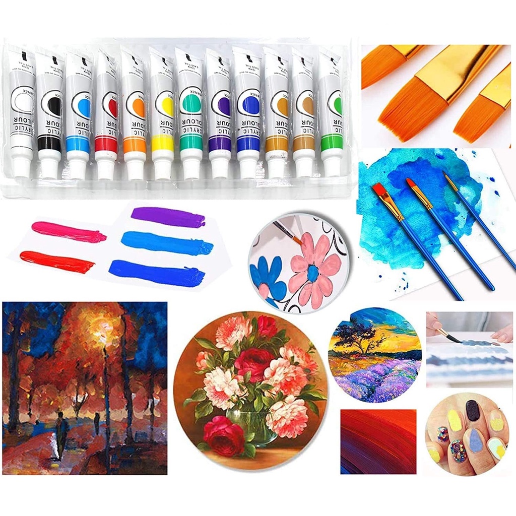Acrylic Color Paint Set 12ml 12/18/24/36 Colors Artist Drawing Painting ...