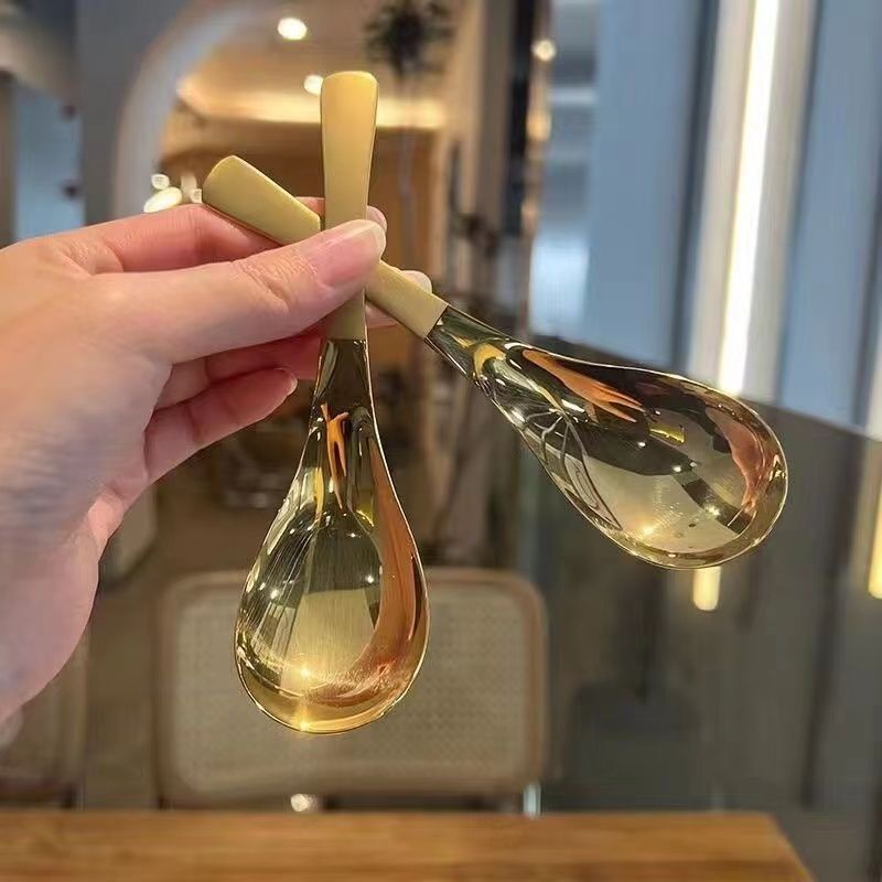 Stainless steel spoon ins thickened count spoon for eating and drinking ...