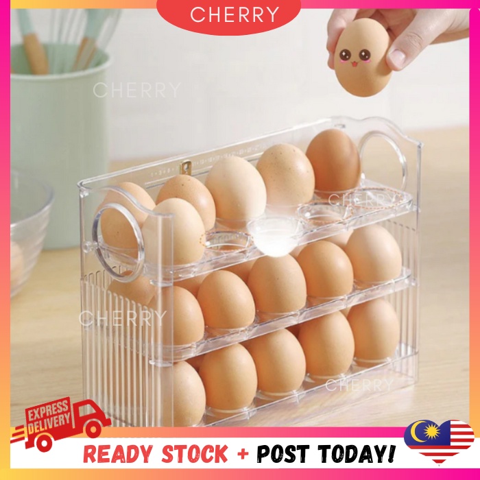 🍒CHERRY🍒 30 Egg Storage Boxes Refrigerator Side Door Storage Rack ...