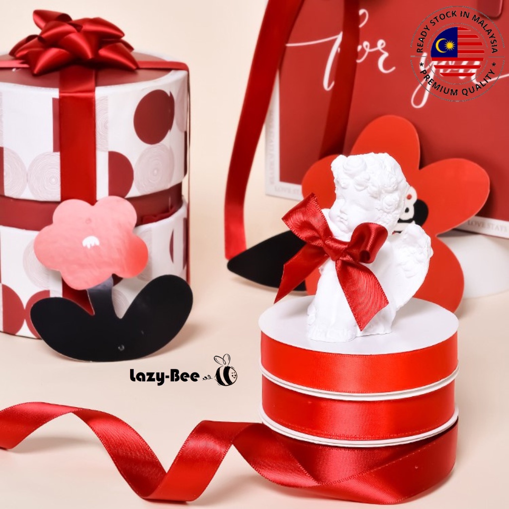 RED Merah 5 Meter 2.5cm 3.8cm 5cm Premium Quality Double Face Satin ...