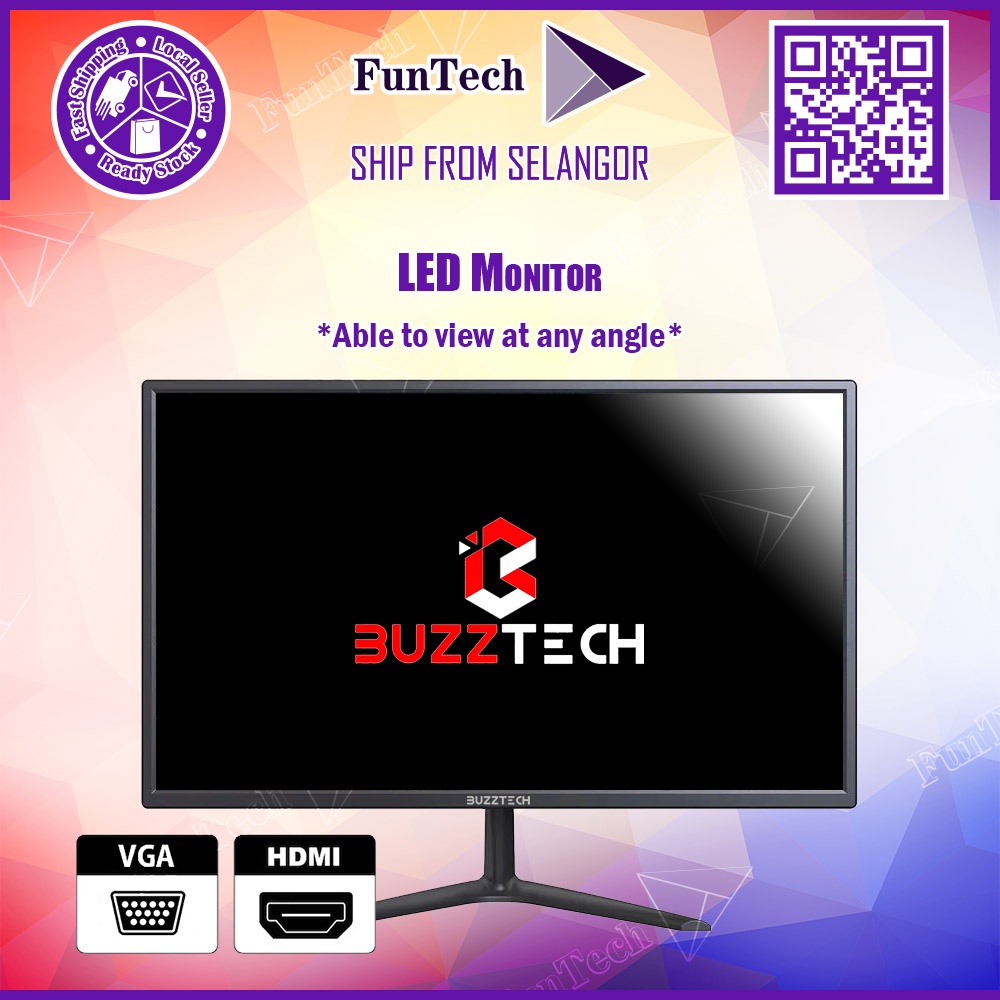 FunTech Buzztech 19 Inch 23 Inch Full HD LED Gaming Monitor PC Monitor Wide Angle Flat Screen ...