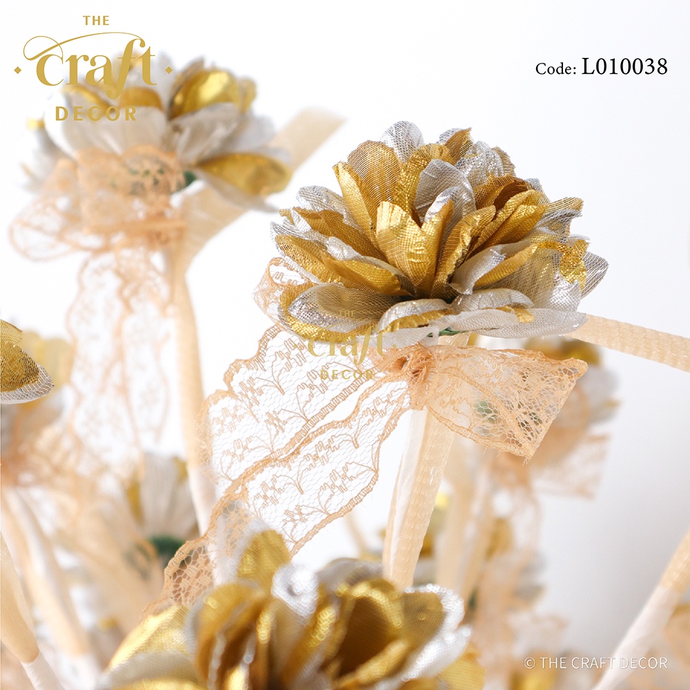 The Craft Decor 50pcs Glitter Gold Silver Flower Bunga Telur | Gift ...