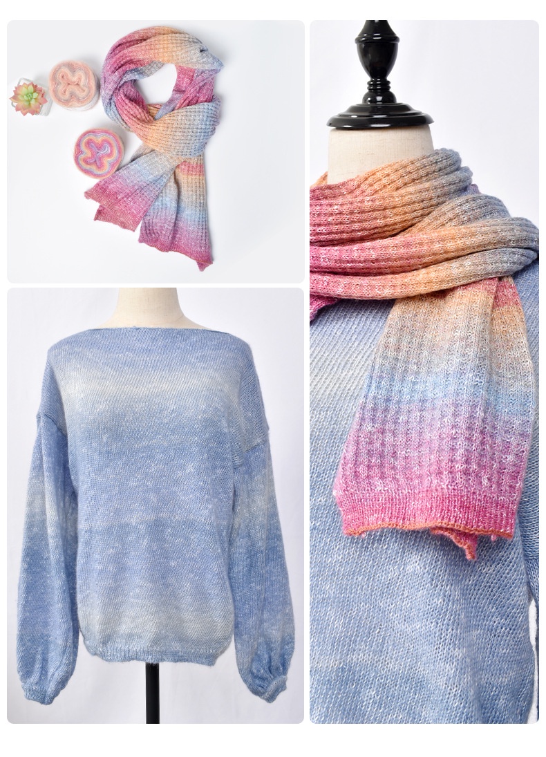 1 Roll of Gradient Mohair Long Dyed Mohair Fine Thread Crochet Sweater ...