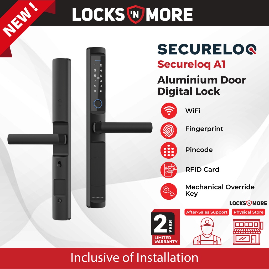Secureloq A1 Aluminium Door Digital Lock | Free Installation | 2 Years ...