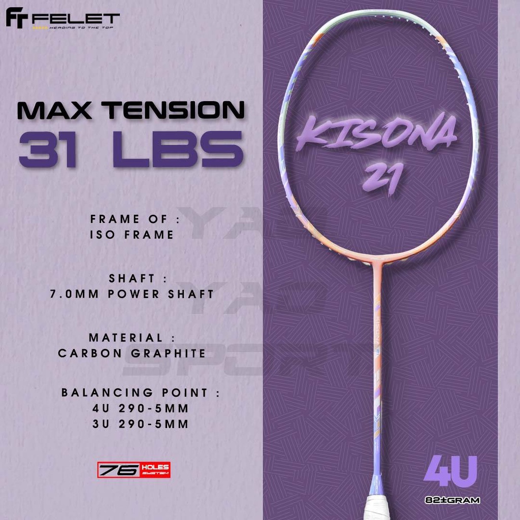 FELET KISONA-21 82gram 4U Racket Badminton Racket Raket Badminton ...