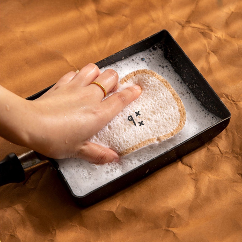 Cute Kawaii Toast Bread Shaped Scouring Pad Compressed Wood Pulp Sponge ...