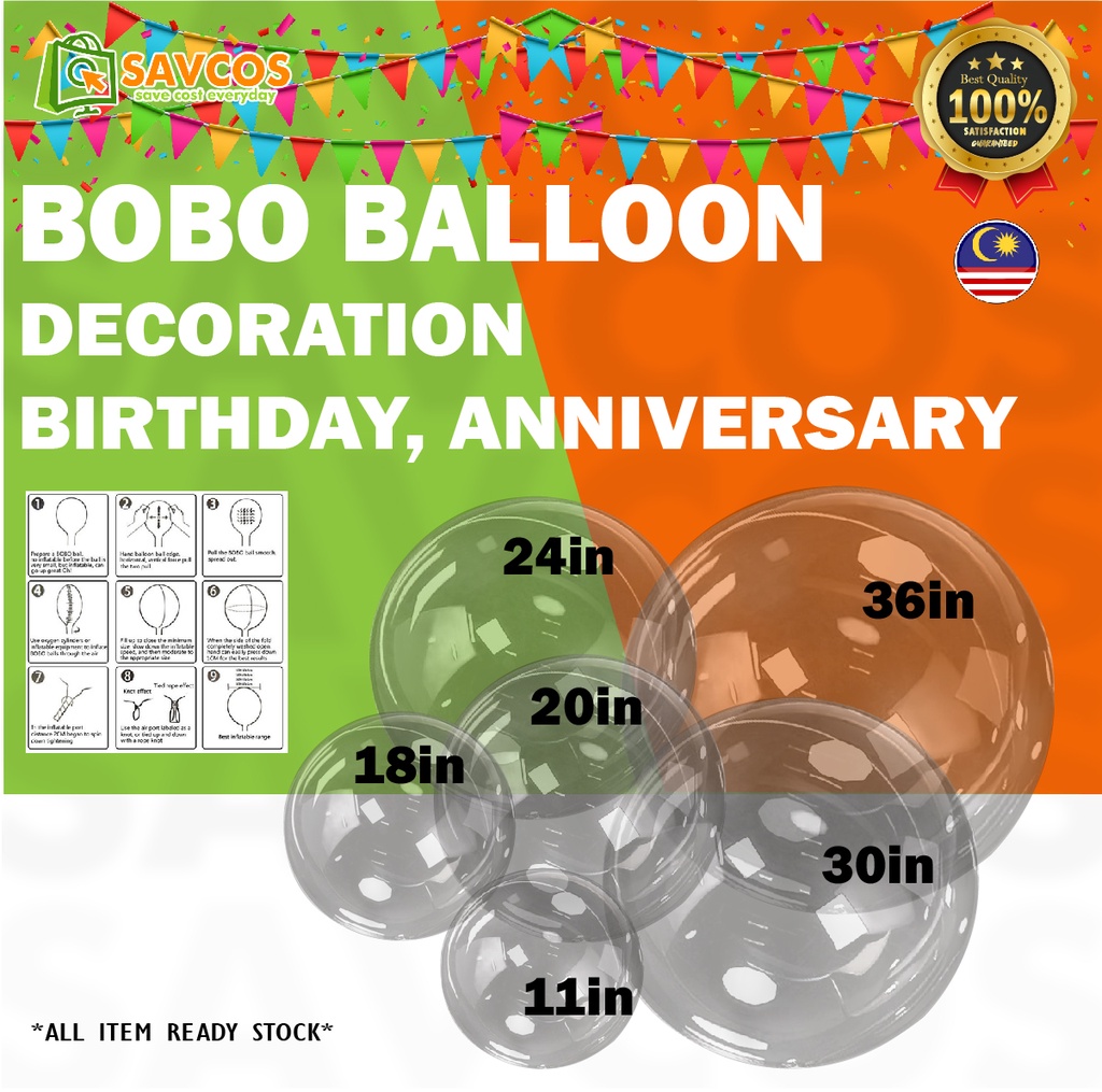 CHEAPEST in SHOPEE 11/18/20/24/30/36 INCH BALLOON BOBO TRANSPARENT OVAL ...