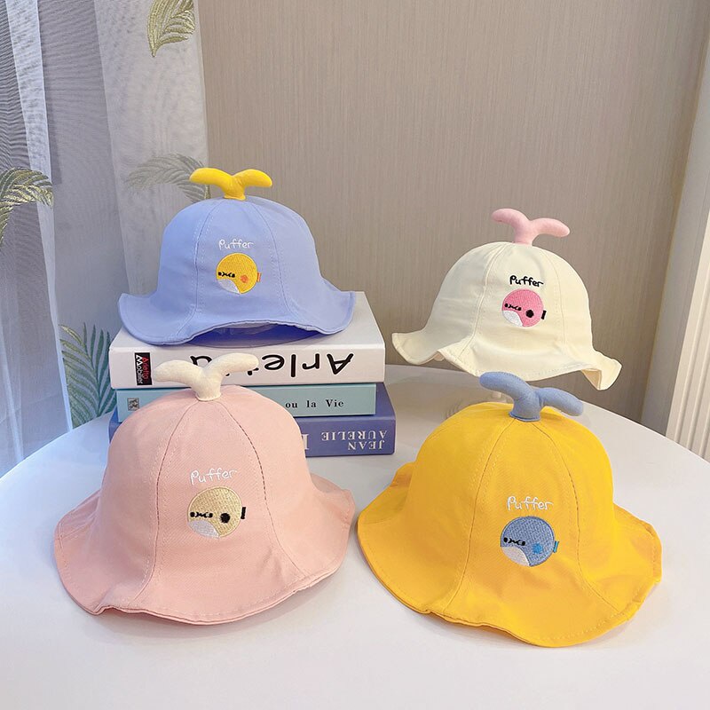 Lovely Whale Baby Bucket Hat Summer Cartoon Newborn Panama Cap Solid ...