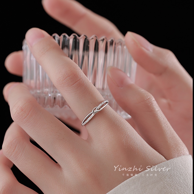 925 Silver Lover Knot Ring Female High Fashion Simple Ring Accessories Gift | Shopee Malaysia