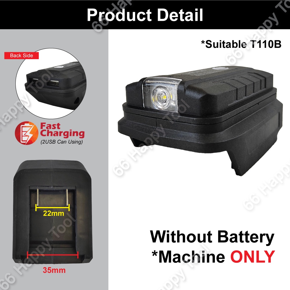 Cordless Adapter LED Work Lamp Spotlight Power Bank T110 USB Port ...