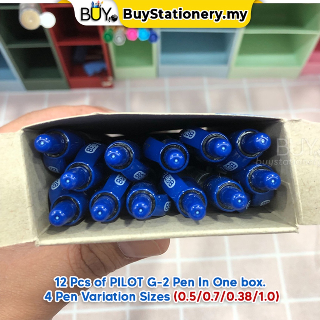 12PCS Pilot Pen G2 Gel Pen Hitam Blue Pen Red Pen 0.38 05 07 1.0 (1s ...