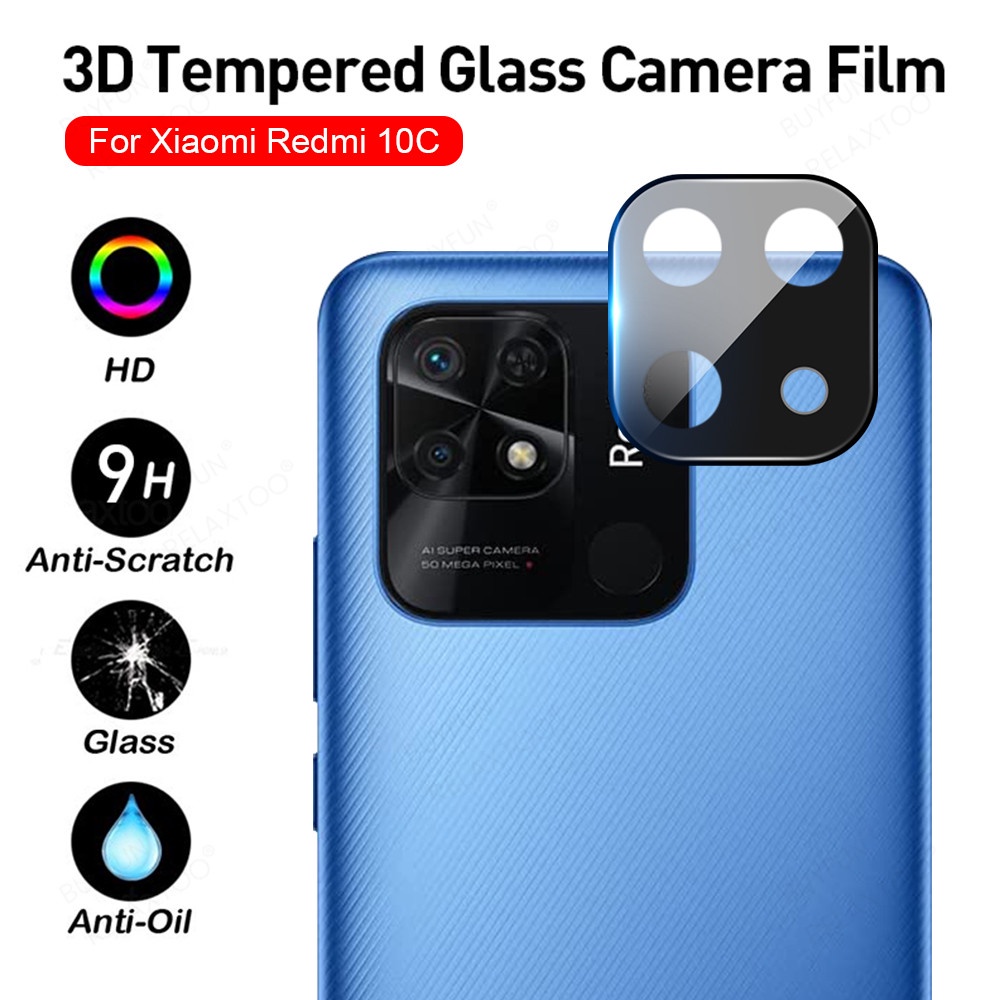 XIAOMI Redmi 10C 3D camera Protective Tempered Glass ( Black) | Shopee ...