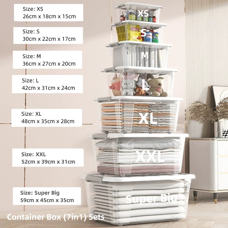Clear Transparent Storage Box Kotak Simpanan Roda Storage Box with ...