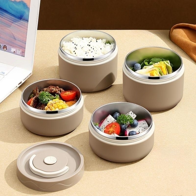 COLOGO 🥇 Microwavable 304 Stainless Steel Lunch Box Round Insulated ...