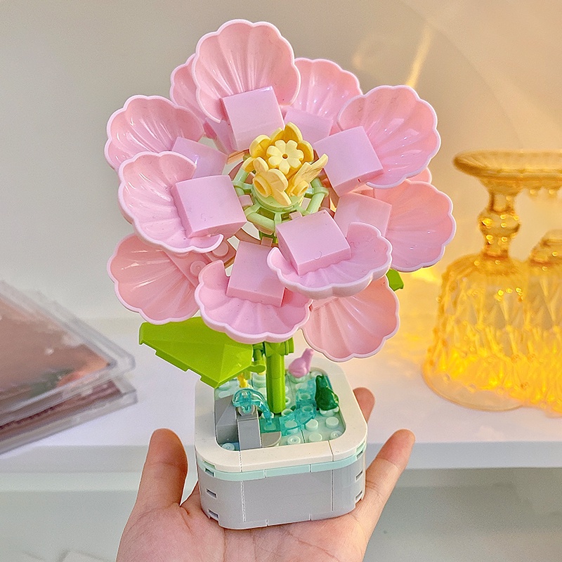 Eternal Flower Building Block Toy with Vase Table Plants Flowers Potted ...