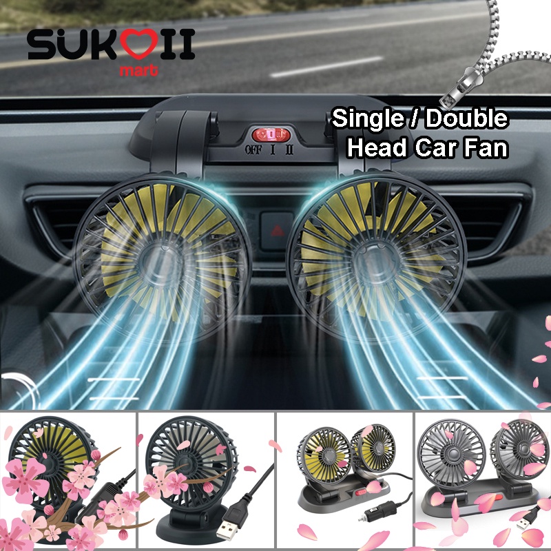 SKOI Single/Double Head Car Fan Mini Adjustable Fan Interior Cooling ...