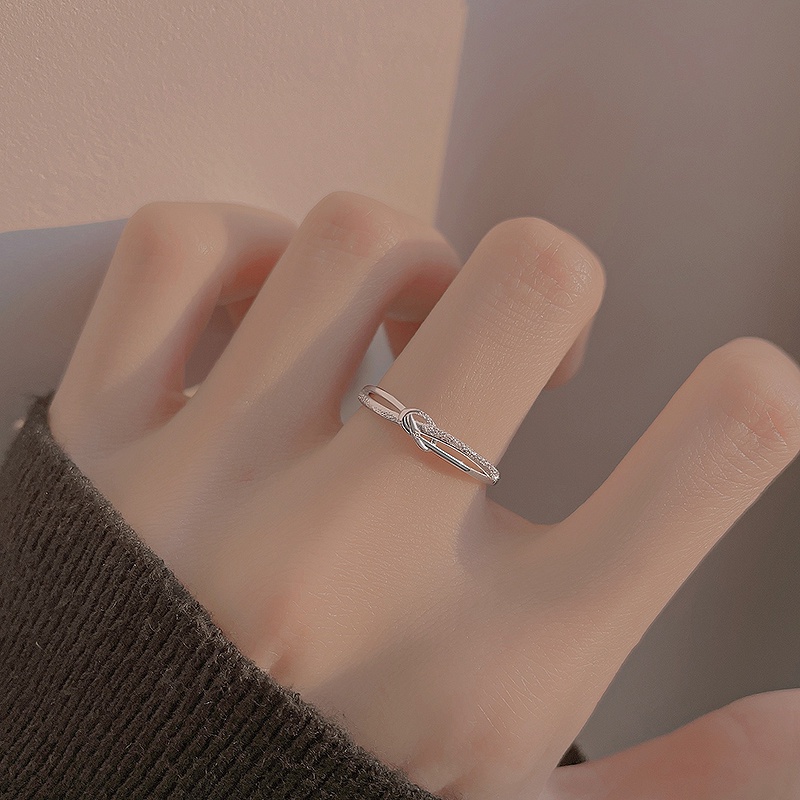925 Silver Lover Knot Ring Female High Fashion Simple Ring Accessories Gift | Shopee Malaysia