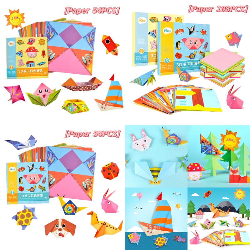 Children 3D Folding Paper DIY Art Set Animal Early Pattern Educational ...