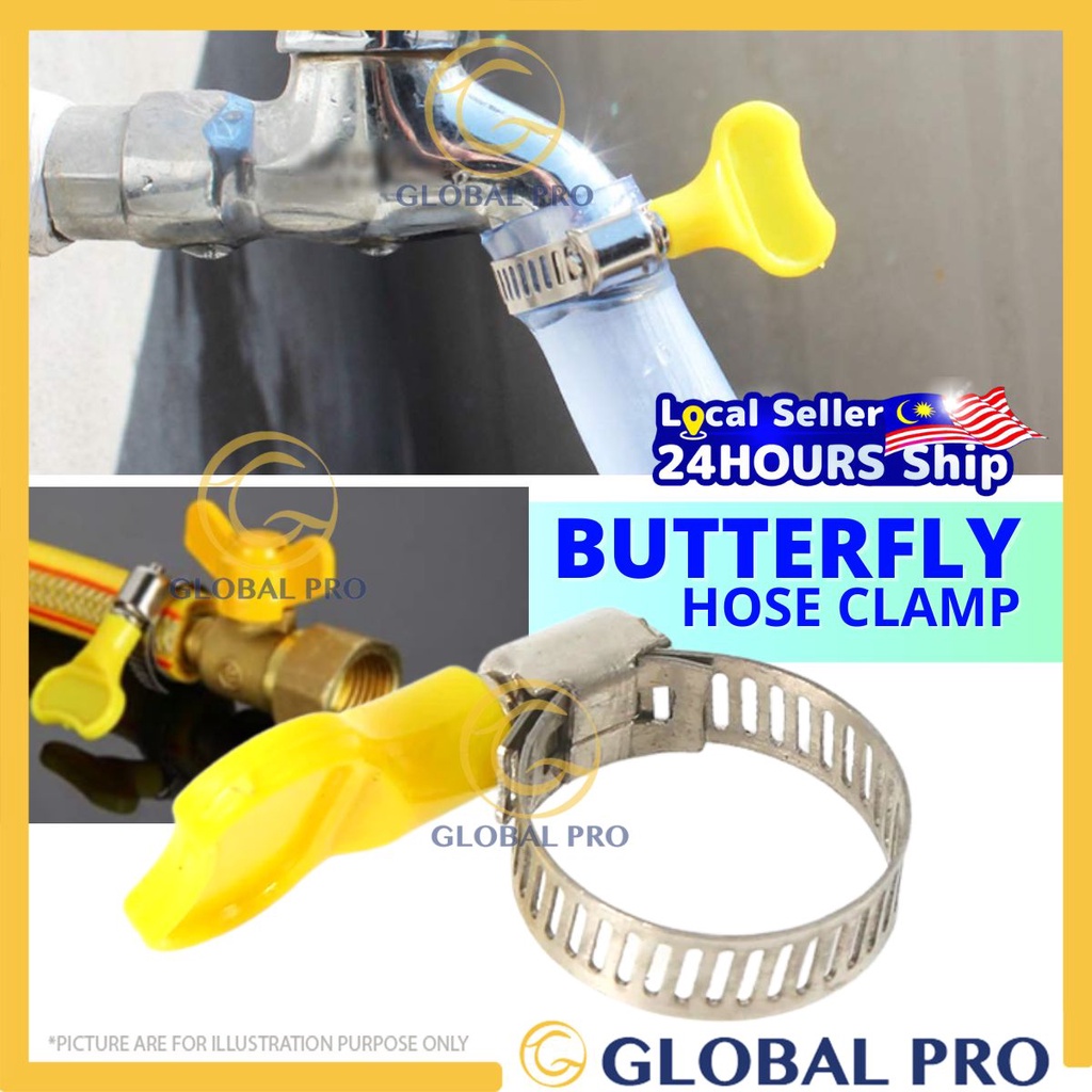 [1PC] Adjustable Butterfly Gas Hose Clamp With Plastic Handle Rubber ...