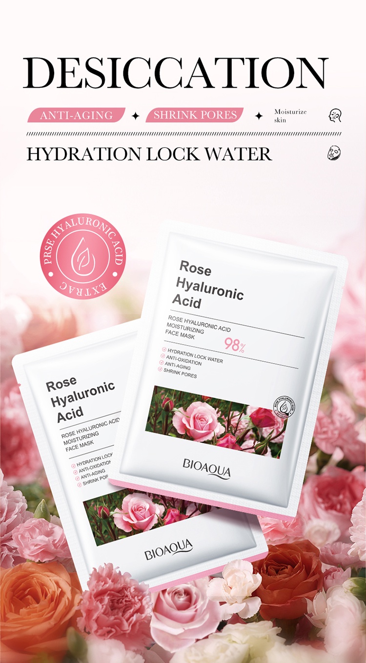 BIOAQUA Rose Hyaluronic Acid Moisturizing Facial Mask Nourishing ...