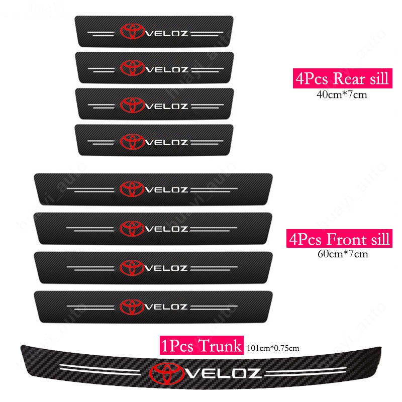 Toyota Veloz Car Door Sill Sticker Anti-Scratch Carbon Fiber leather ...